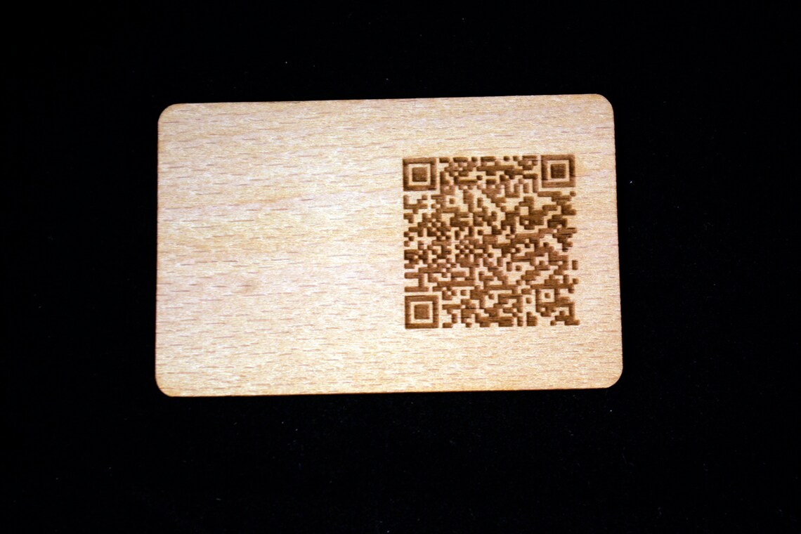 50 Pcs QR Code Engraved BEECH Veneer Cards, Thick 0.56 Mm, Custom Cards ...
