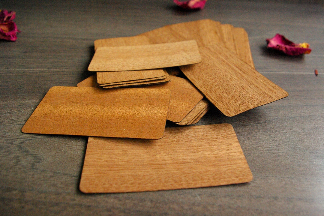 100 Pcs MAHOGANY Veneer Business Cards, Thick 0.60 Mm, Natural Wood ...