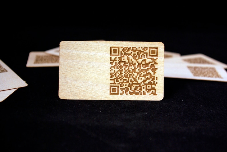 50 Pcs Engraved QR Code Business Cards, BEECH Veneer Cards ...