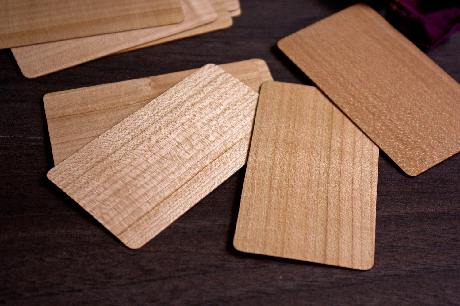 200 Cherry Veneer Blank Business Cards, Thick 0.52 Mm, Wooden Place ...