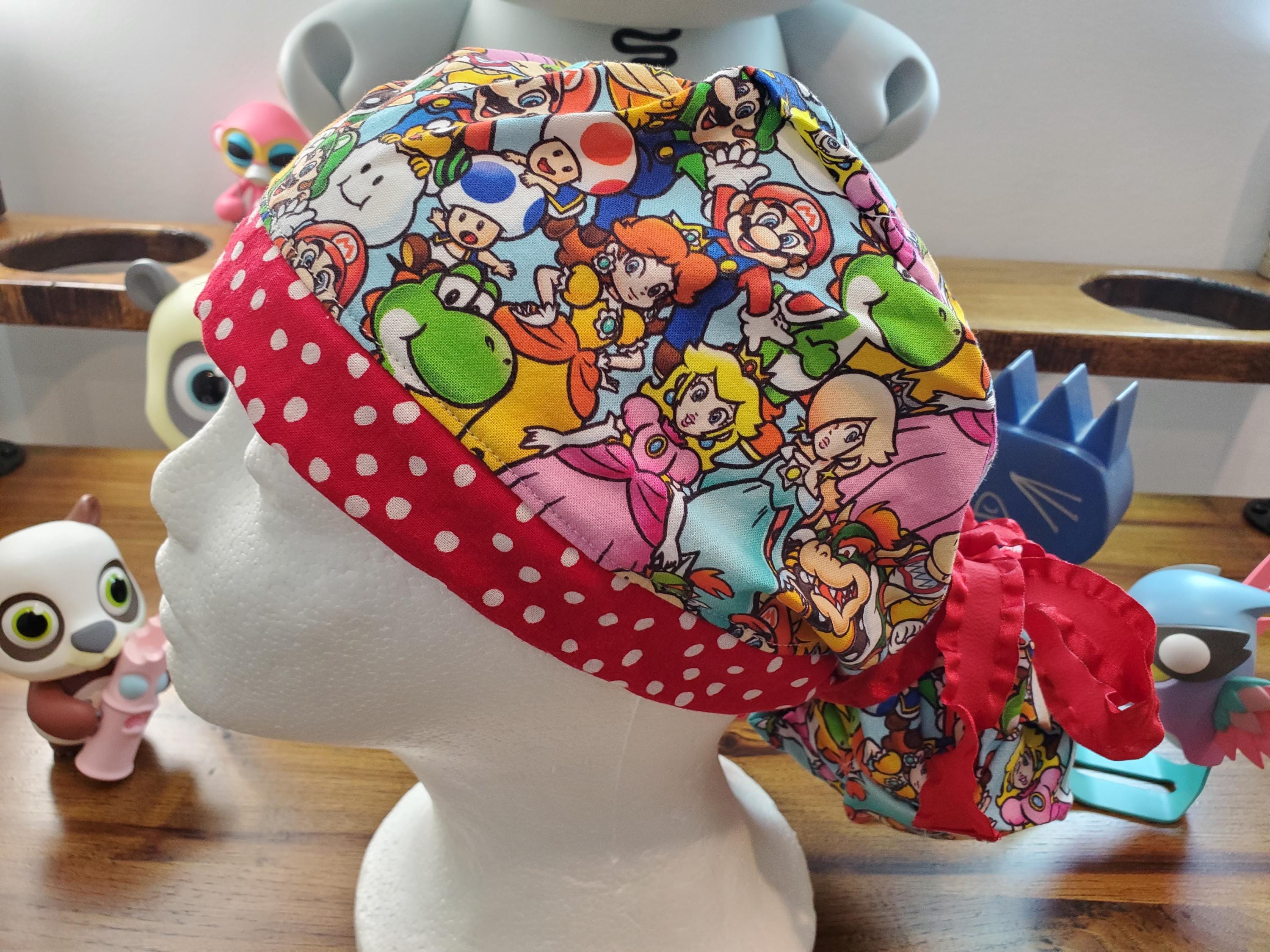 Super Mario Bros and Friends With Red and White Dot Ponytail Scrub Cap ...