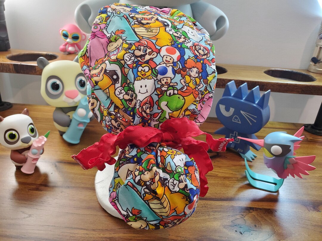 Super Mario Bros and Friends With Red and White Dot Ponytail Scrub Cap ...