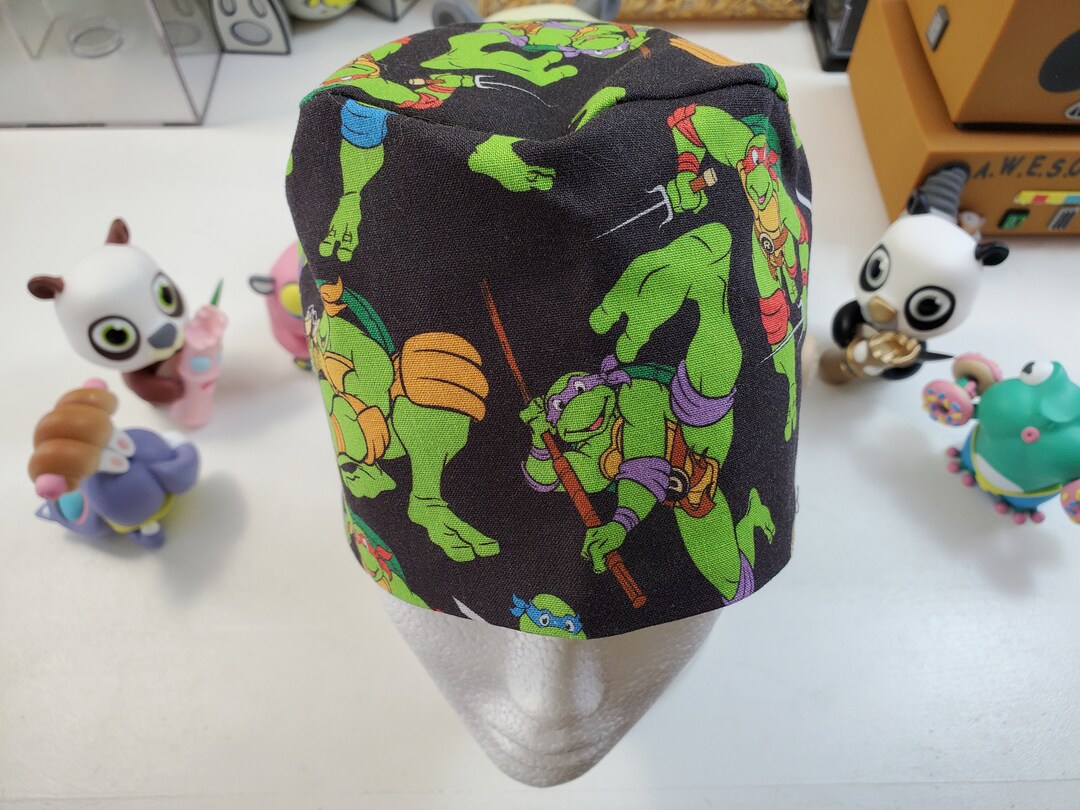 Ninja Turtles With Coordinating Fabric Man Scrub Cap Scrub Hat ...