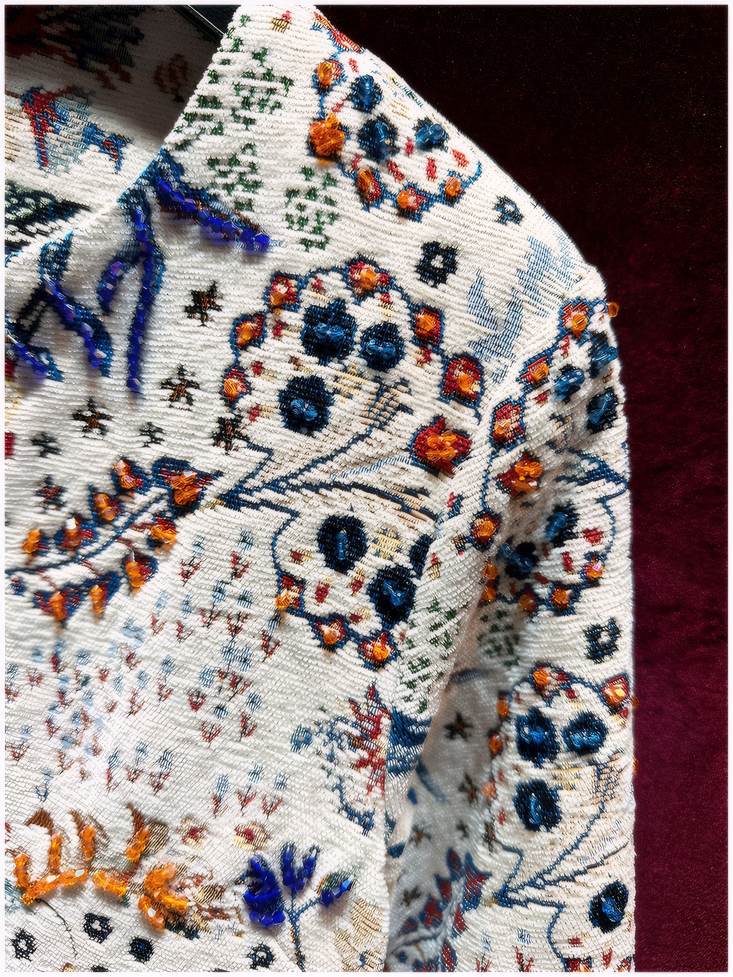 French Vintage Jacquard Jacket, 3D Floral Embellished Jacket, Designer ...