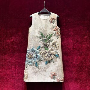 Vintage French Embroidery Dress - A-line Dress | 3D Floral & Jeweled ...
