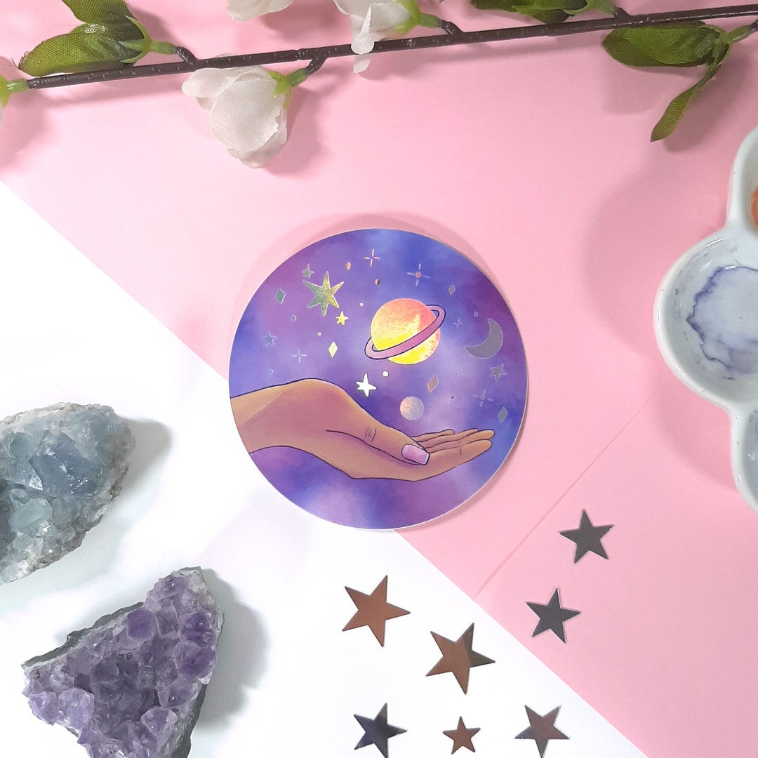 Galaxy Holographic Vinyl Sticker – Kawaii Space Decal - Etsy