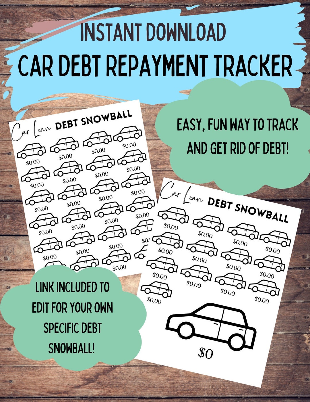Editable/printable Car Debt Payment Tracker-debt Snowball Tracker-car ...
