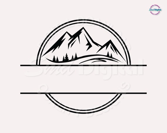 Mountain Monogram Svg Geometric Frame Svg Split Name Frame - Etsy