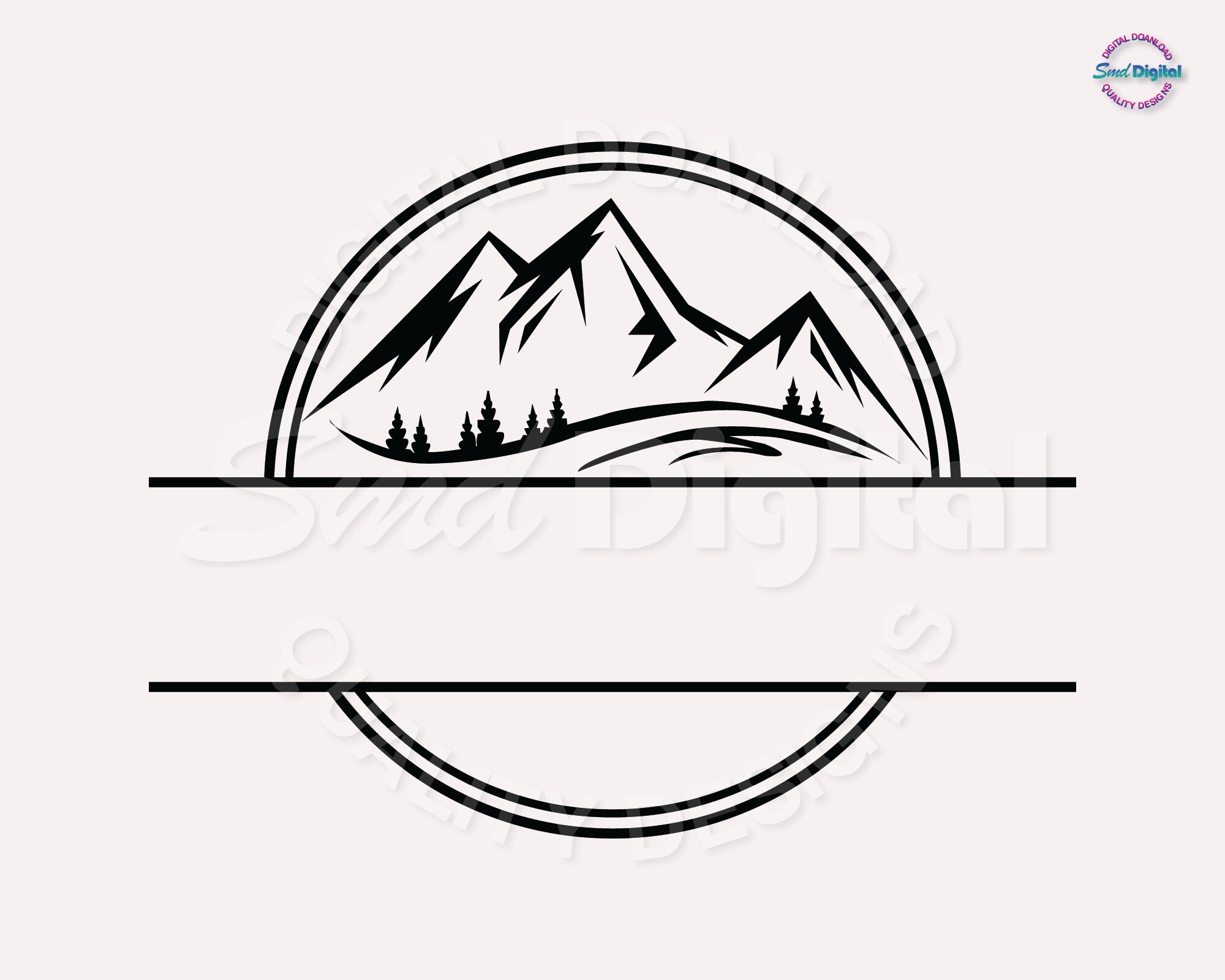 Mountain Monogram Svg Geometric Frame Svg Split Name Frame - Etsy