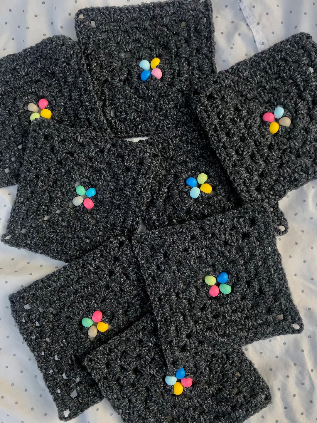 Sets of Ready-made Hand Crocheted Granny Squares, Granny Square Motif ...
