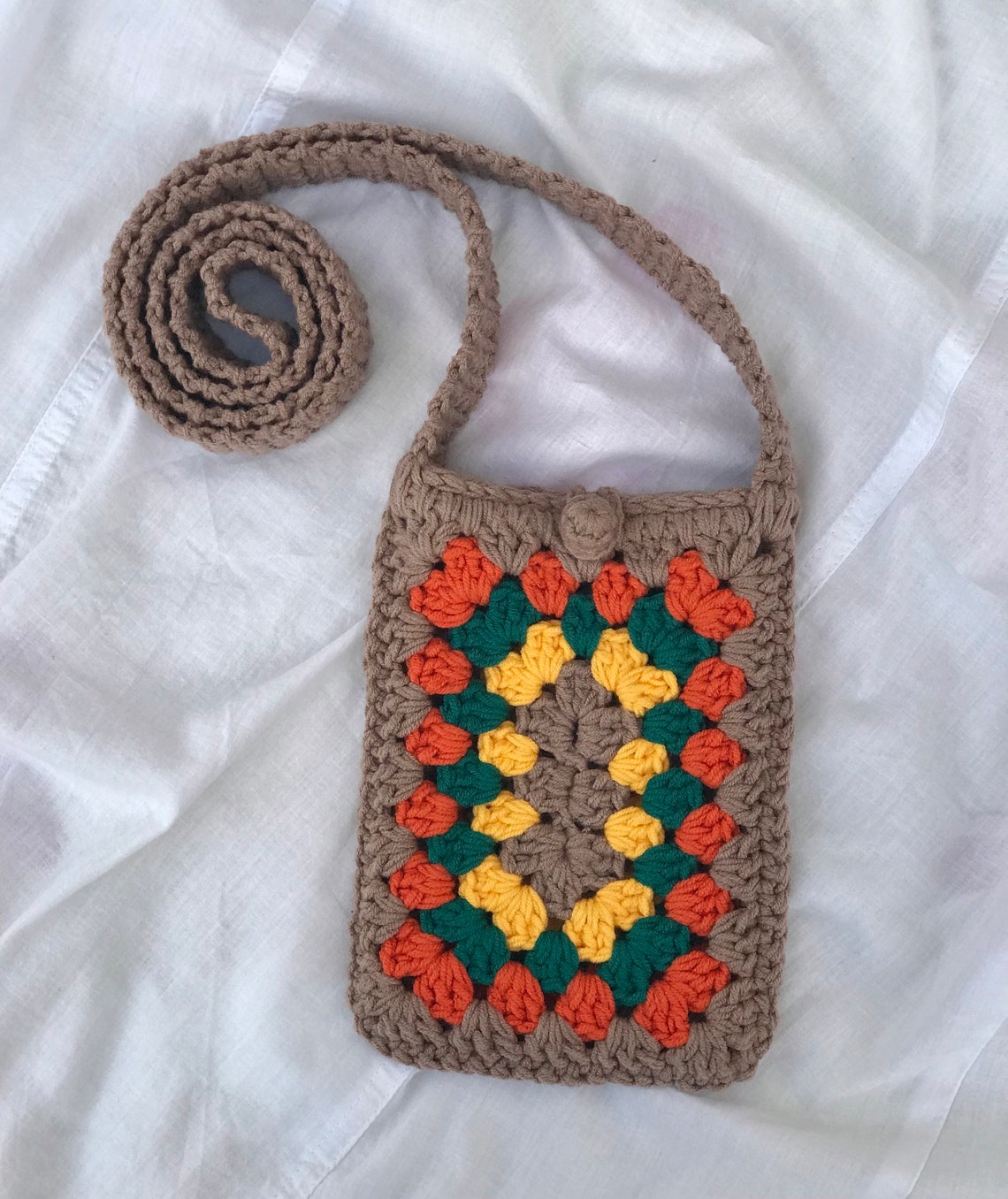Mini Phone Bag Bright Crocheted Summer Eco Bag Country Boho Fashion Bag ...