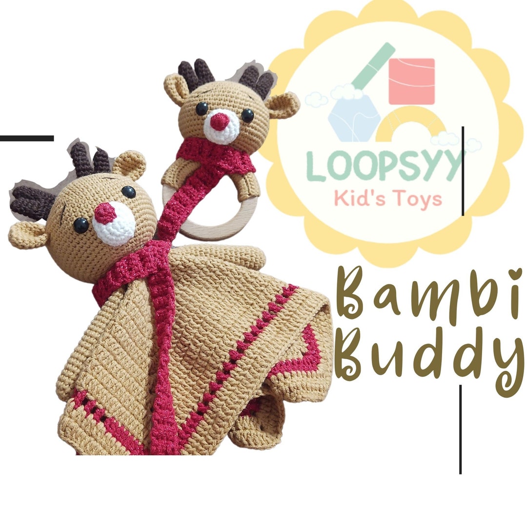 Bambi BUDDY by LOOPSYY Handmade Rattle Toy With Deer Figurine Unique ...
