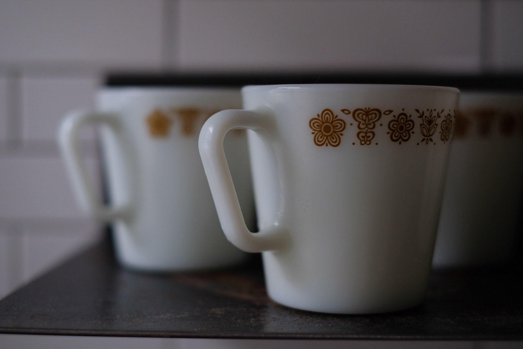 1970s Vintage PYREX Butterfly Gold Mugs Set of 4 - Genuine Pyrex ...