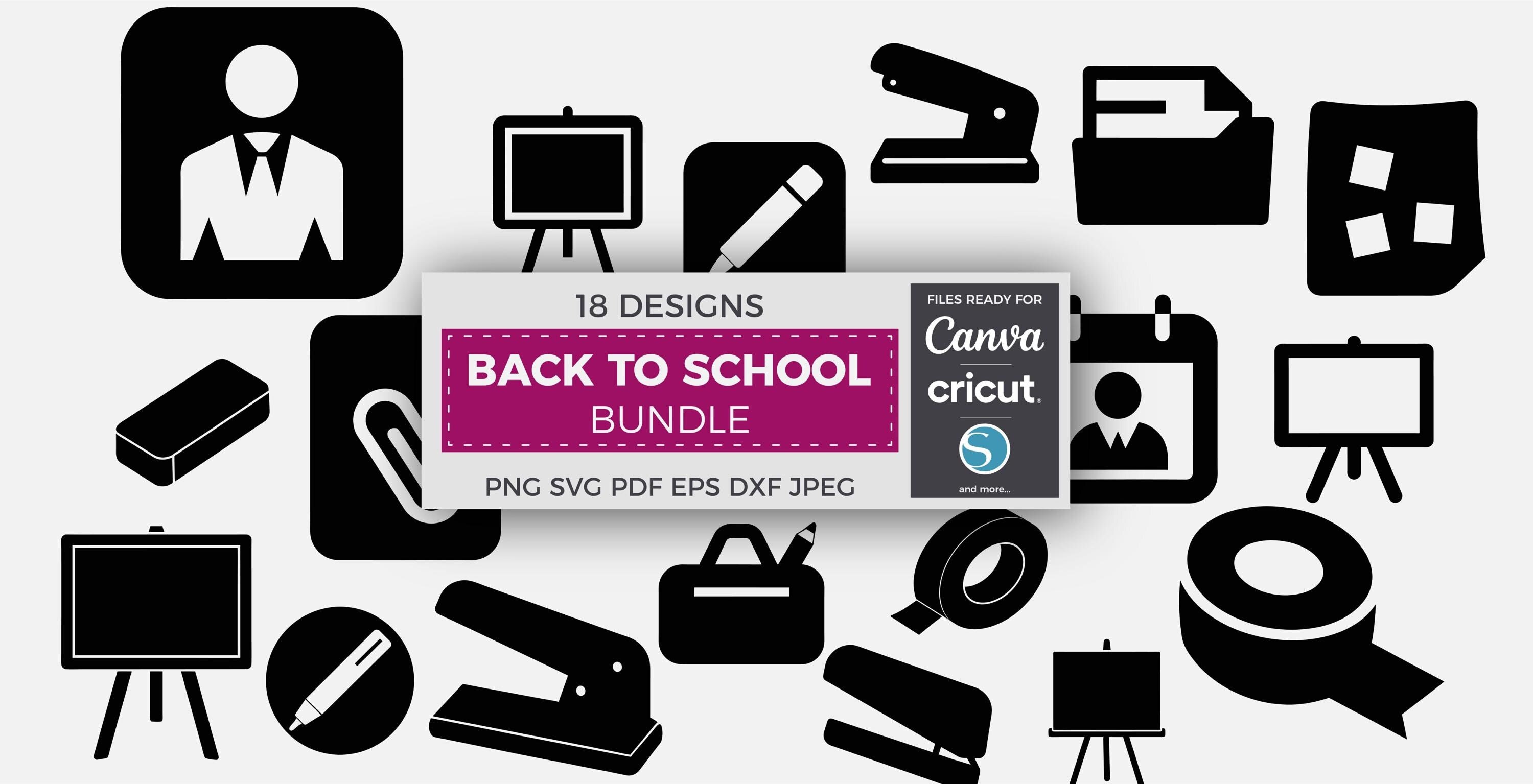 18 Cutout Clipart Bundle, Back to School Set Stationery Office Supplies ...