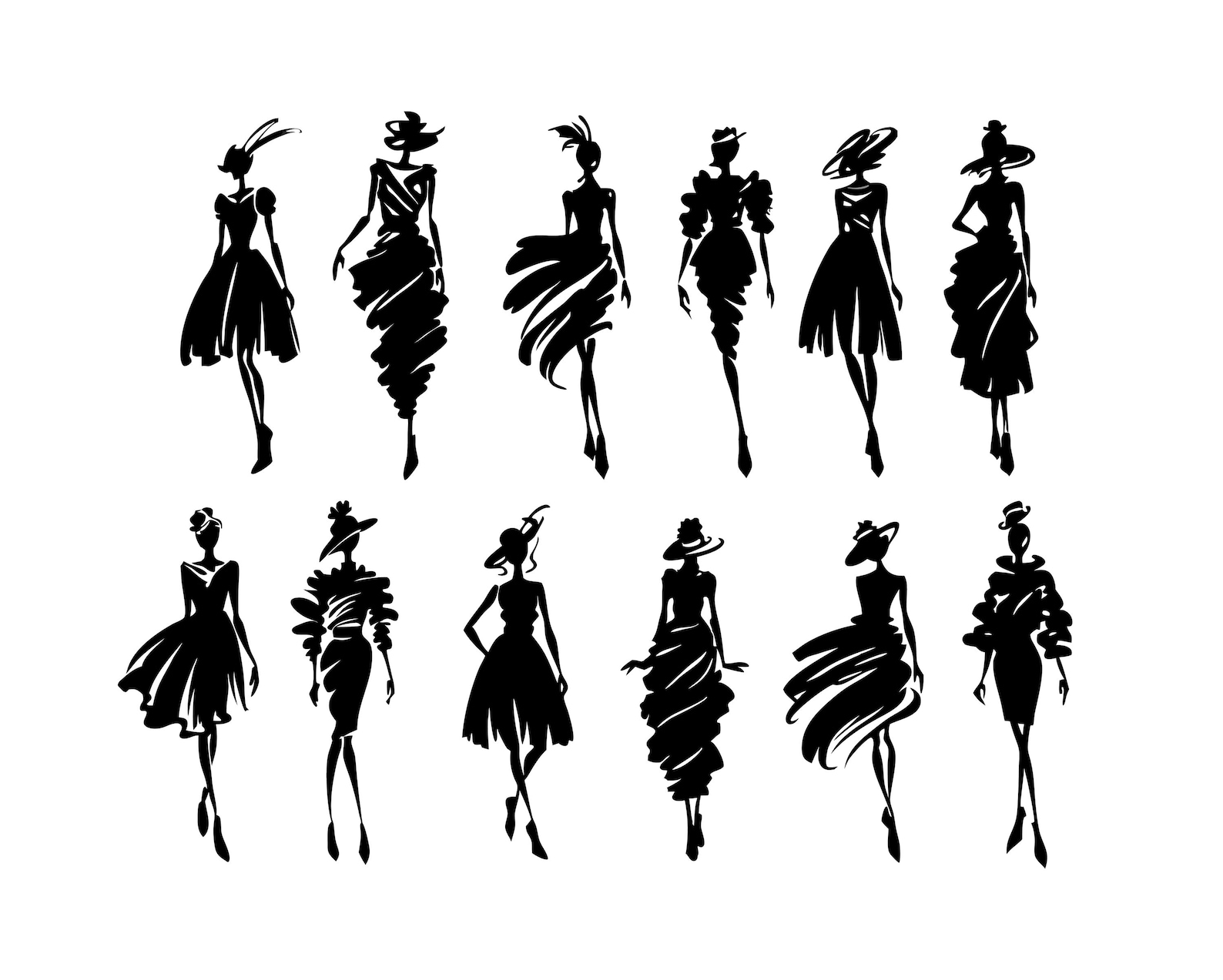 16 Fashion Woman SVG PNG Runway Modelling Catwalk Supermodel Clip Art ...
