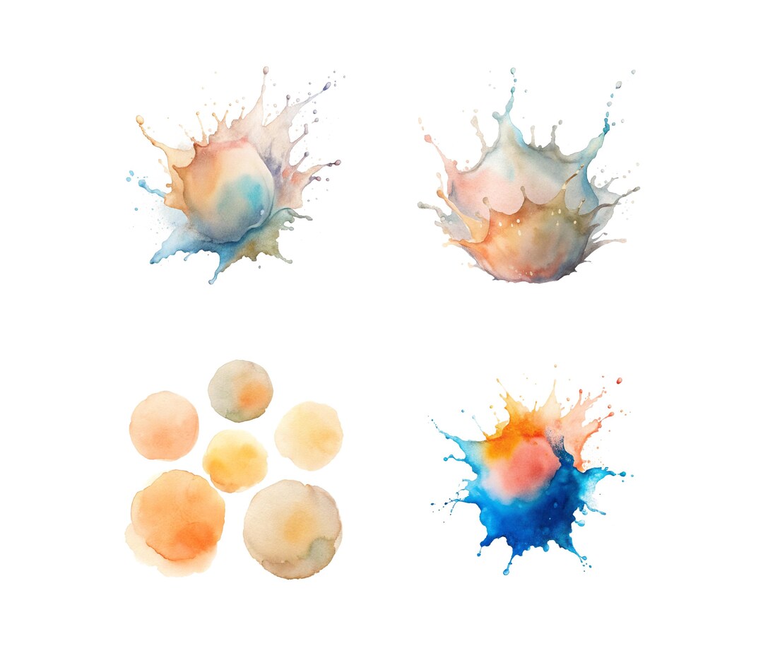 20 Splashes Blobs Clipart, Watercolor Clipart, PNG Downloads, Heart ...