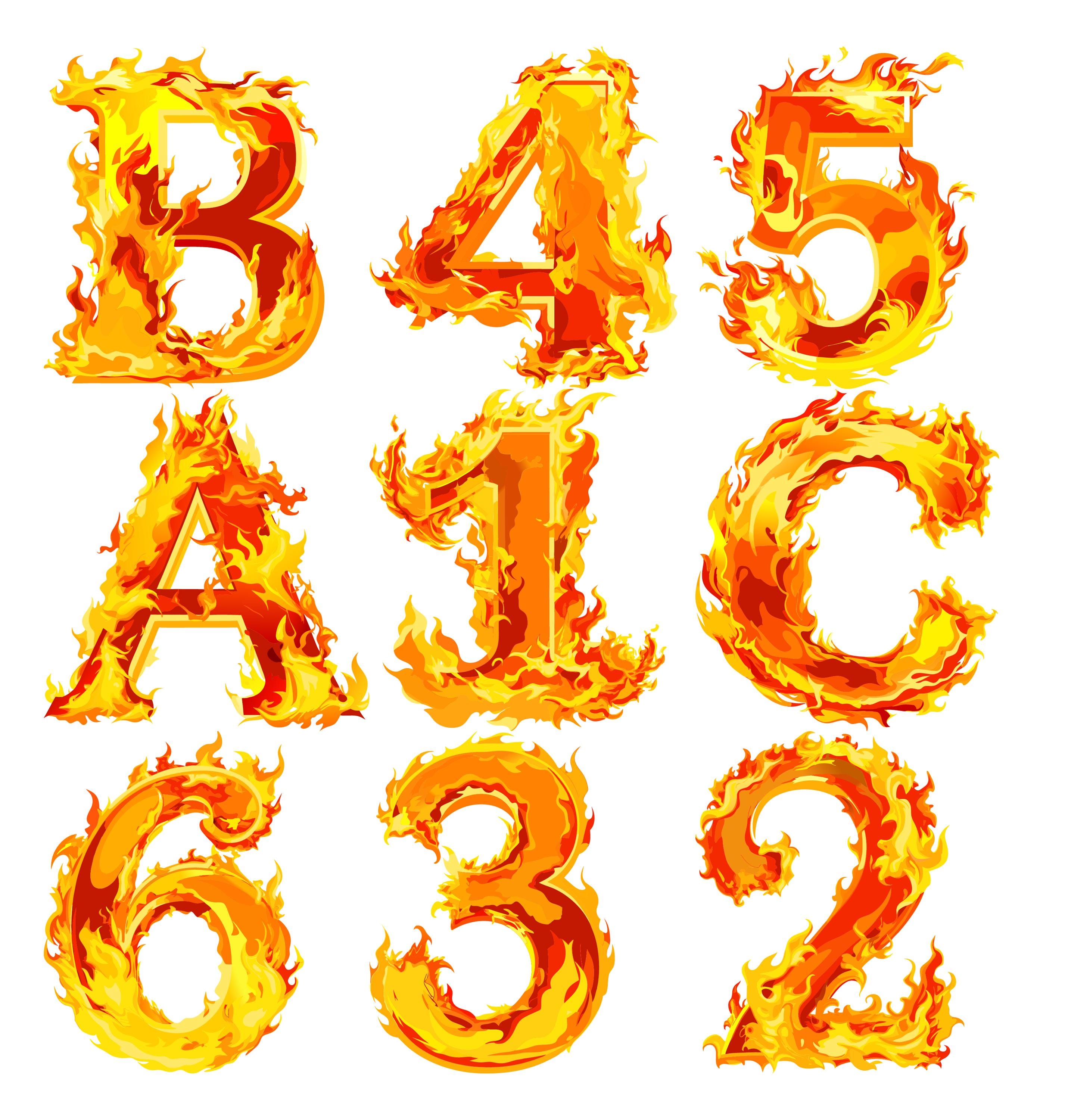 Fire Alphabet Png Clipart 26 Letters 10 Numbers Set A-Z Uppercase Flame ...