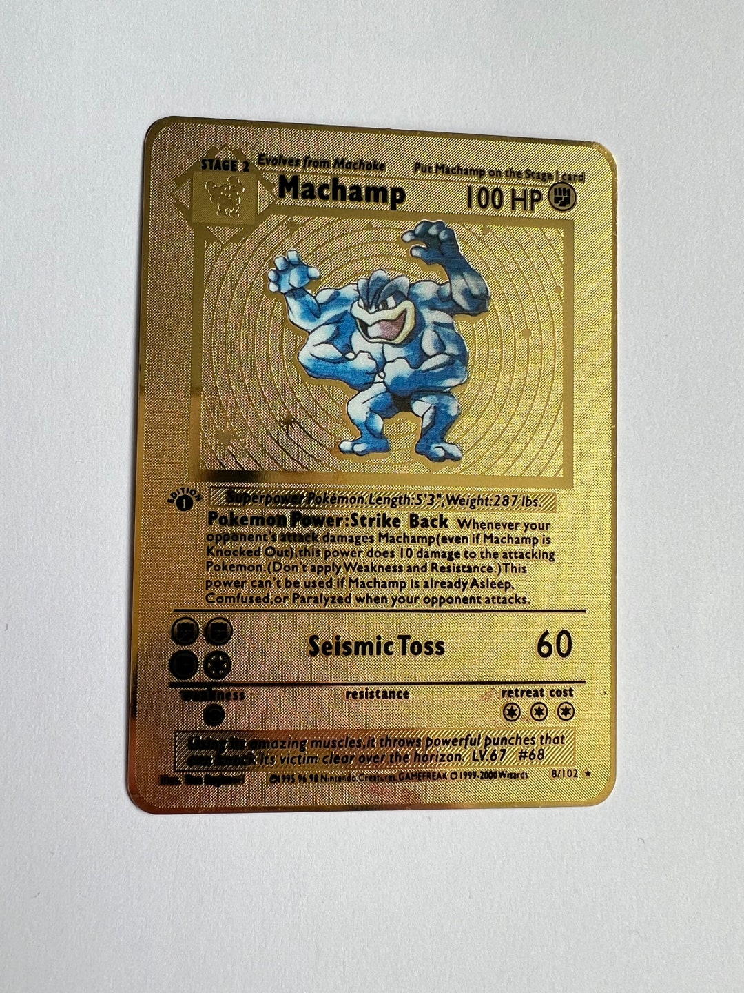 Metal Gold Machamp 8/102 Trading Card - Etsy
