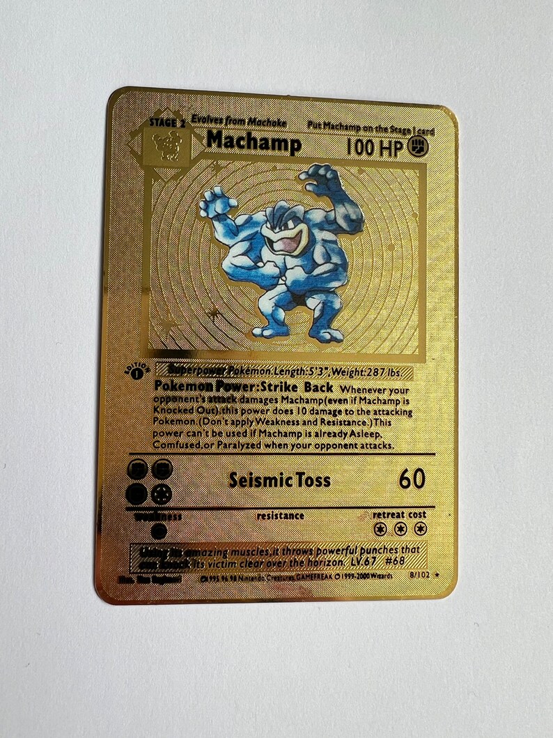 Metal Gold Machamp 8/102 Trading Card - Etsy