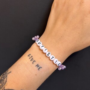 Autism / ASD Awareness Bracelet, Lilac Floral Beaded Bracelet ...