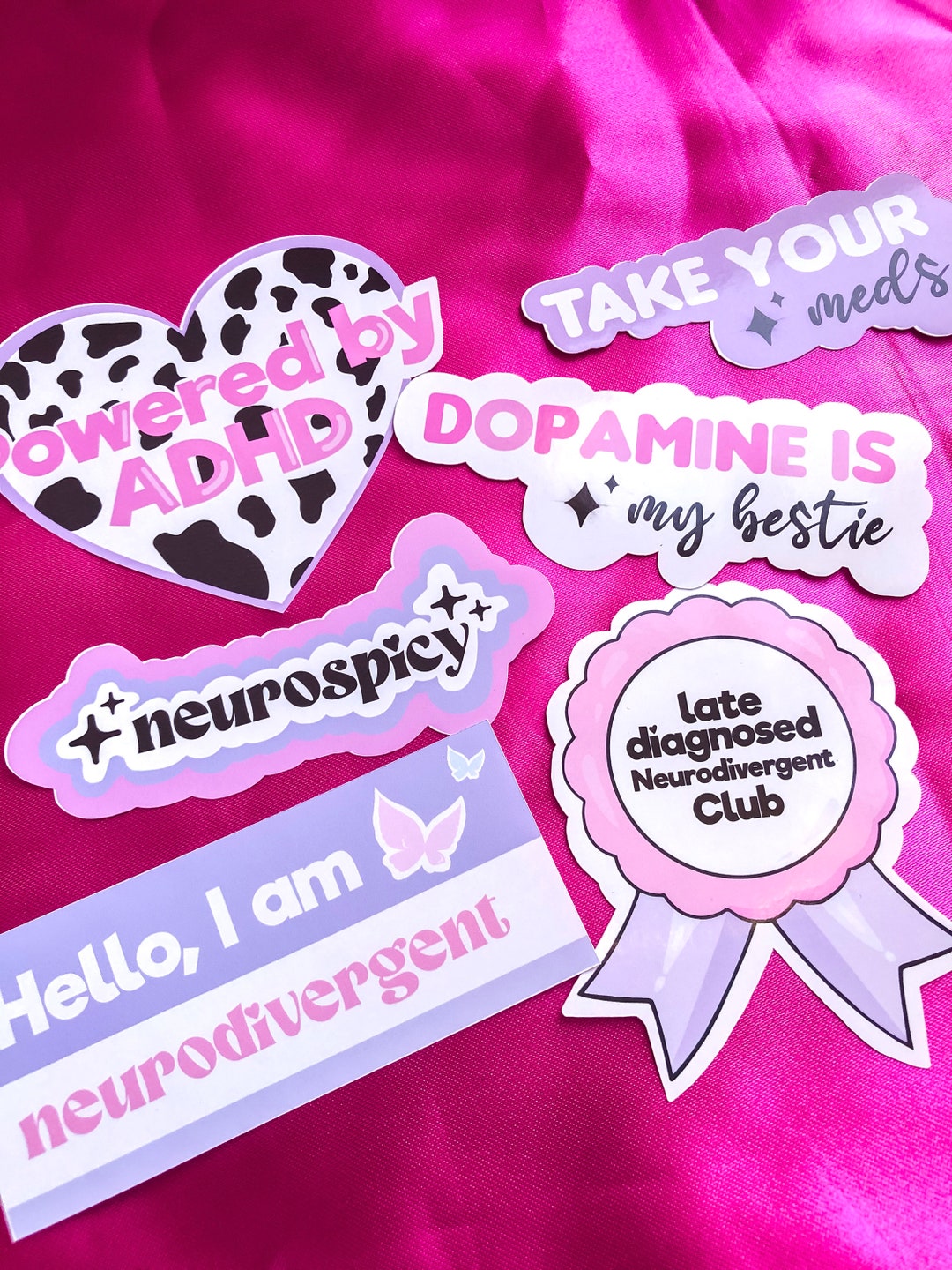 Neurodiversity Pink Pastel Colour Sticker Pack | ADHD Sticker Bundle ...