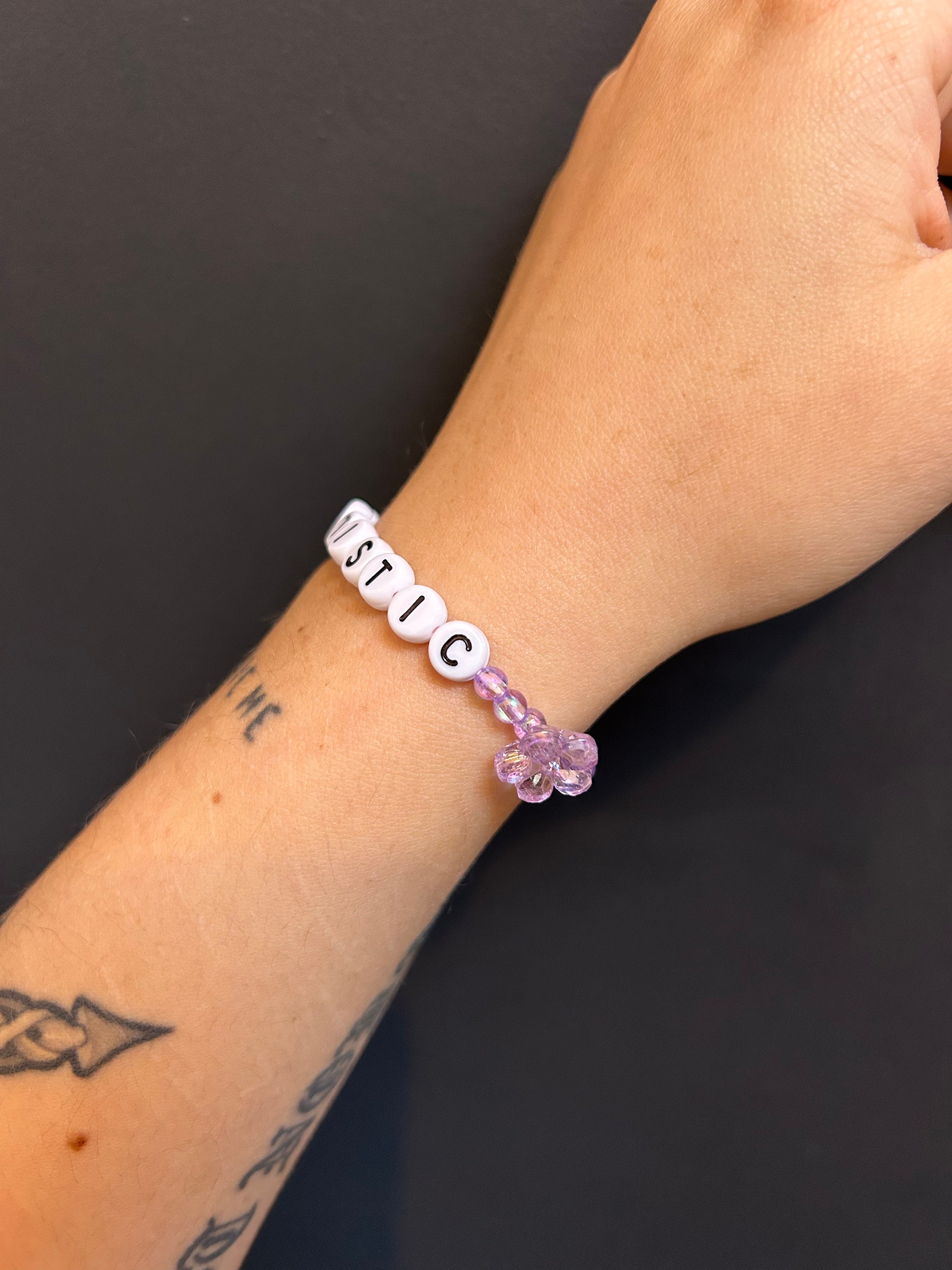 Autism / ASD Awareness Bracelet, Lilac Floral Beaded Bracelet ...