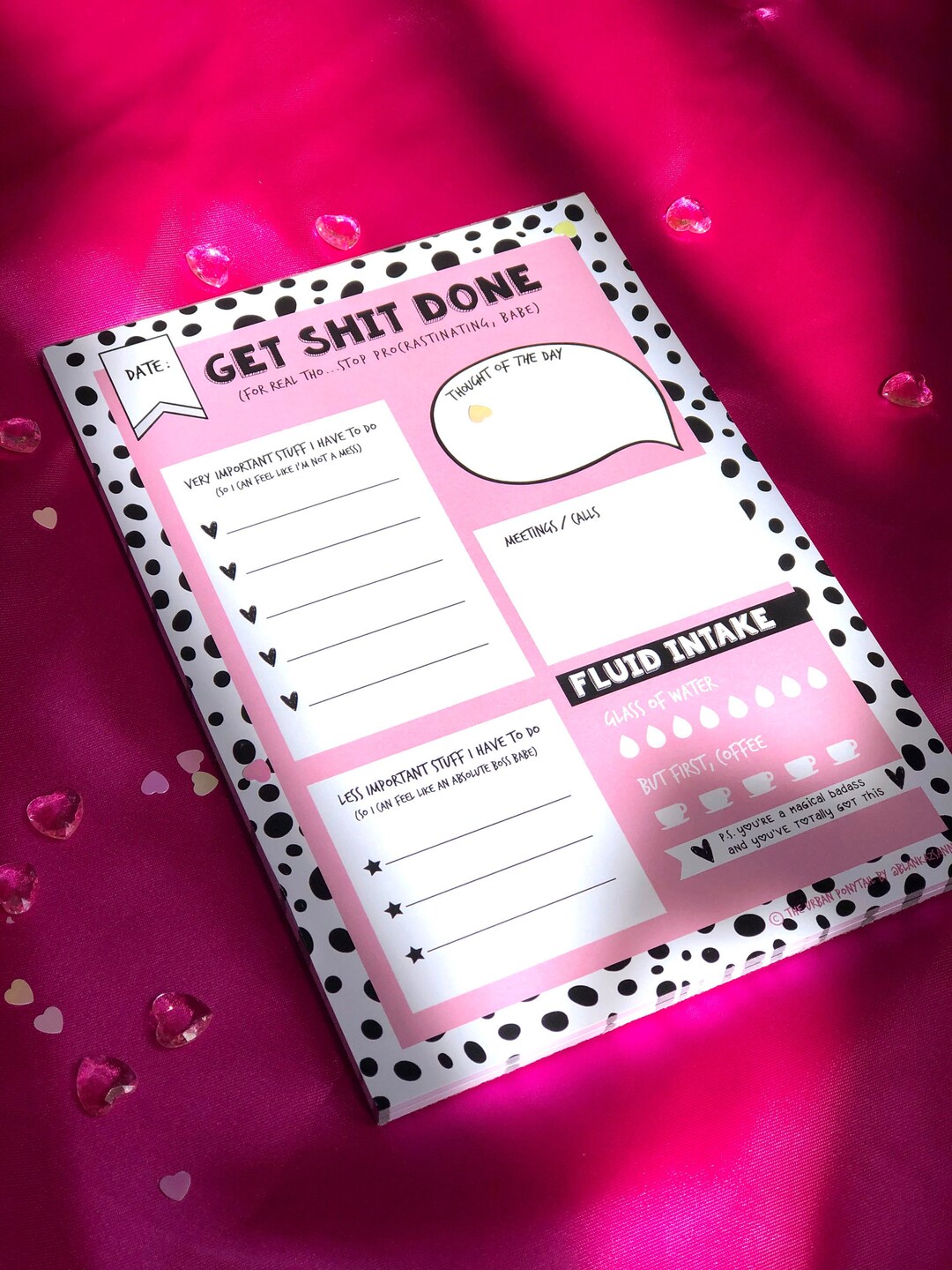 ADHD Planner, Get Sht Done A5 Pastel Pink Notepad With Tear Off, Daily ...