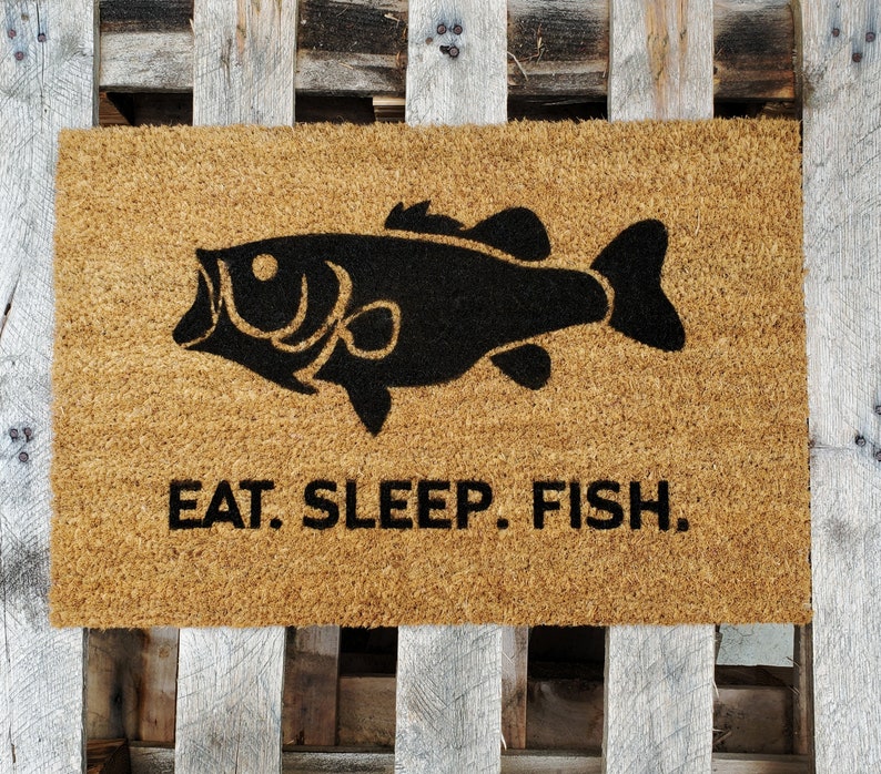 Eat Sleep Fish Doormat. Largemouth Bass. Fishing Doormat. - Etsy