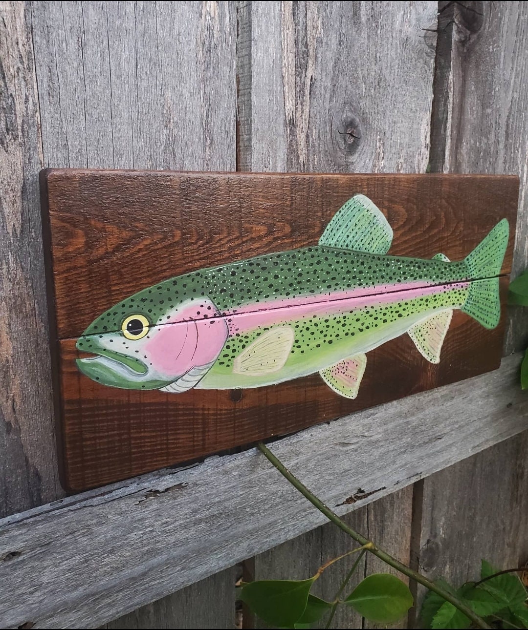 Hand Painted Rainbow Trout Art on Reclaimed Pallet Wood | Etsy