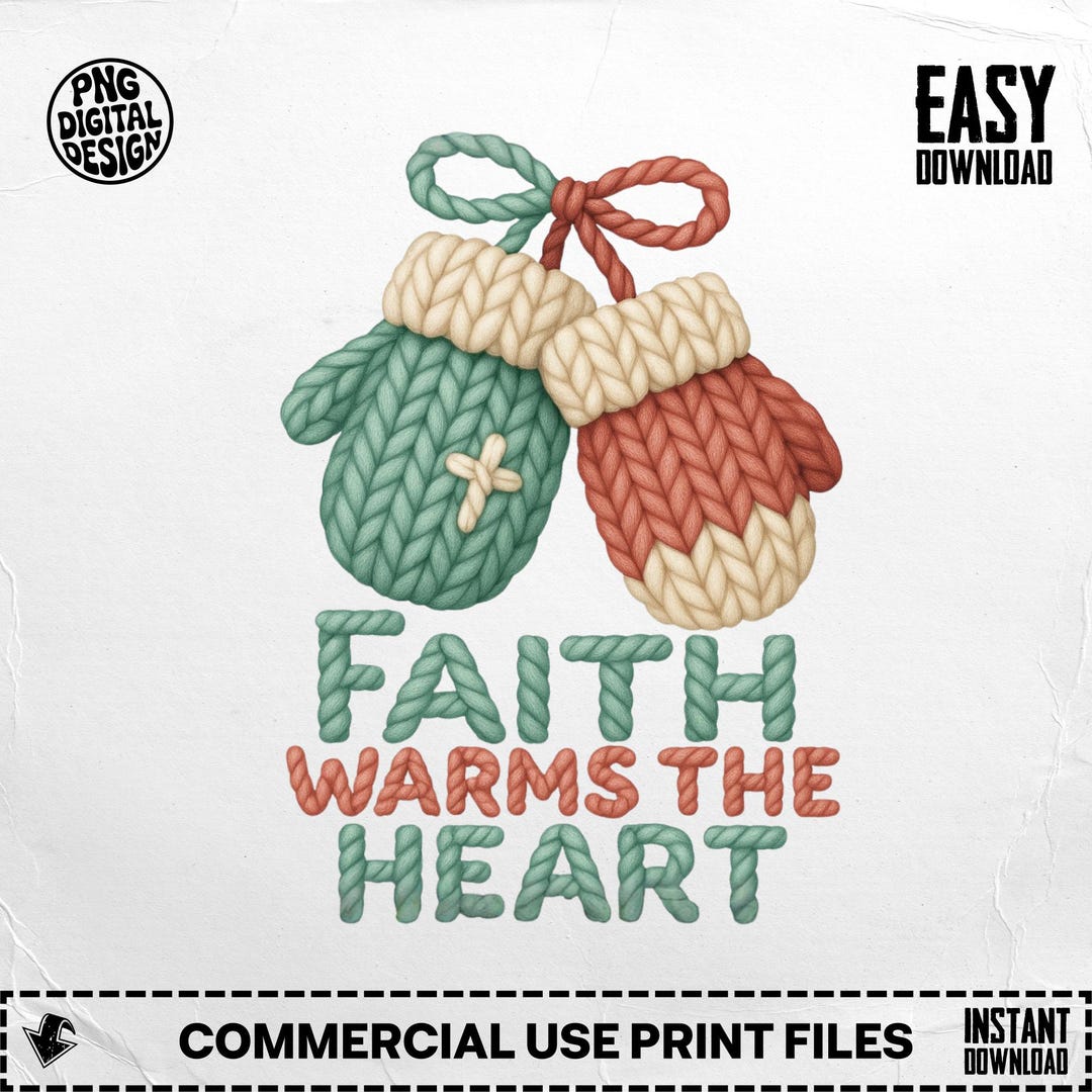 Faith Warms the Heart PNG, Mitten Digital, Winter Png, Christian Png ...
