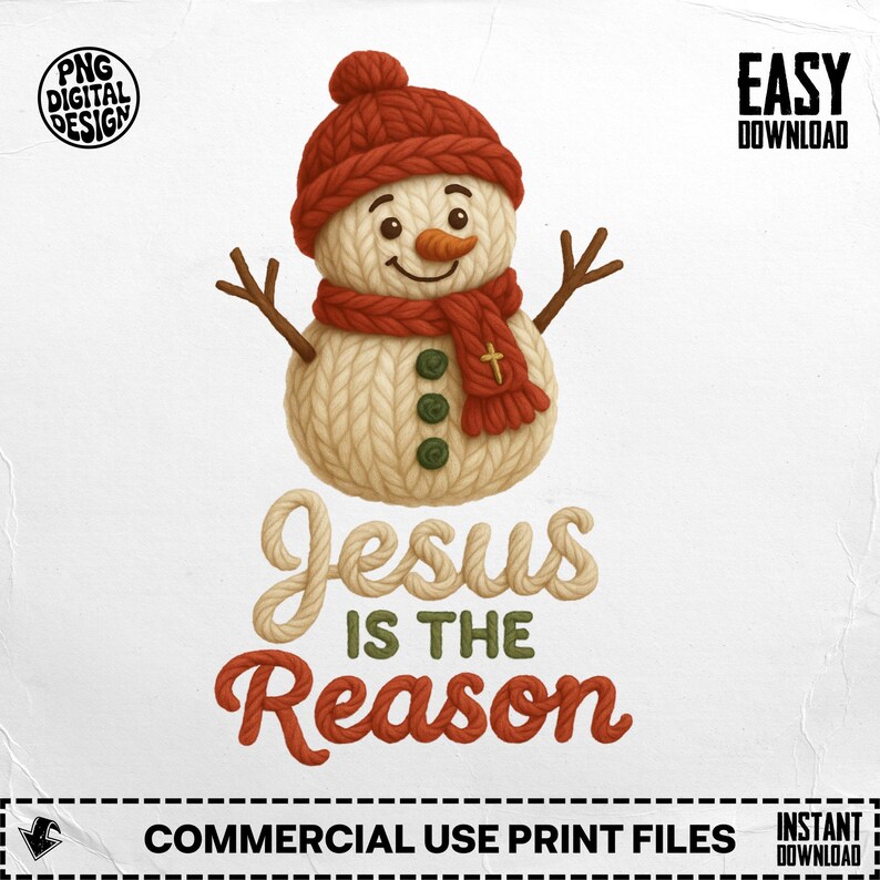 Jesus is the Reason Snowman PNG, Christmas Clip Art (digital Download ...