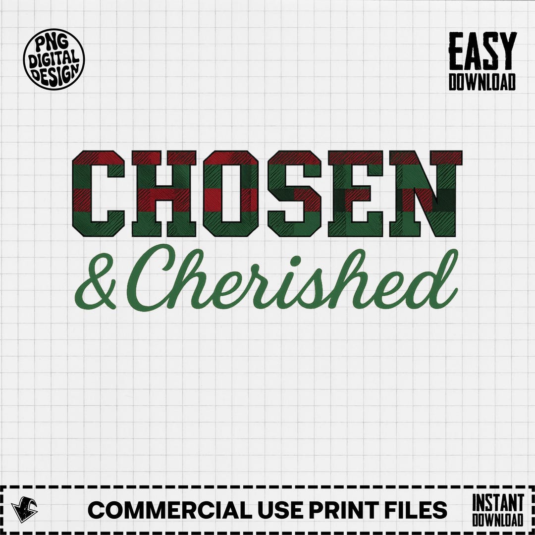 Chosen Cherished Png, Plaid Png, Blessed Png, Religious Png, Christian ...
