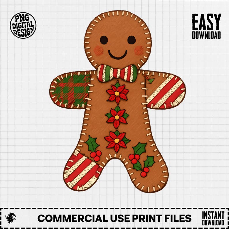 Gingerbread Man Christmas Clipart, Holiday PNG (digital Download) - Etsy