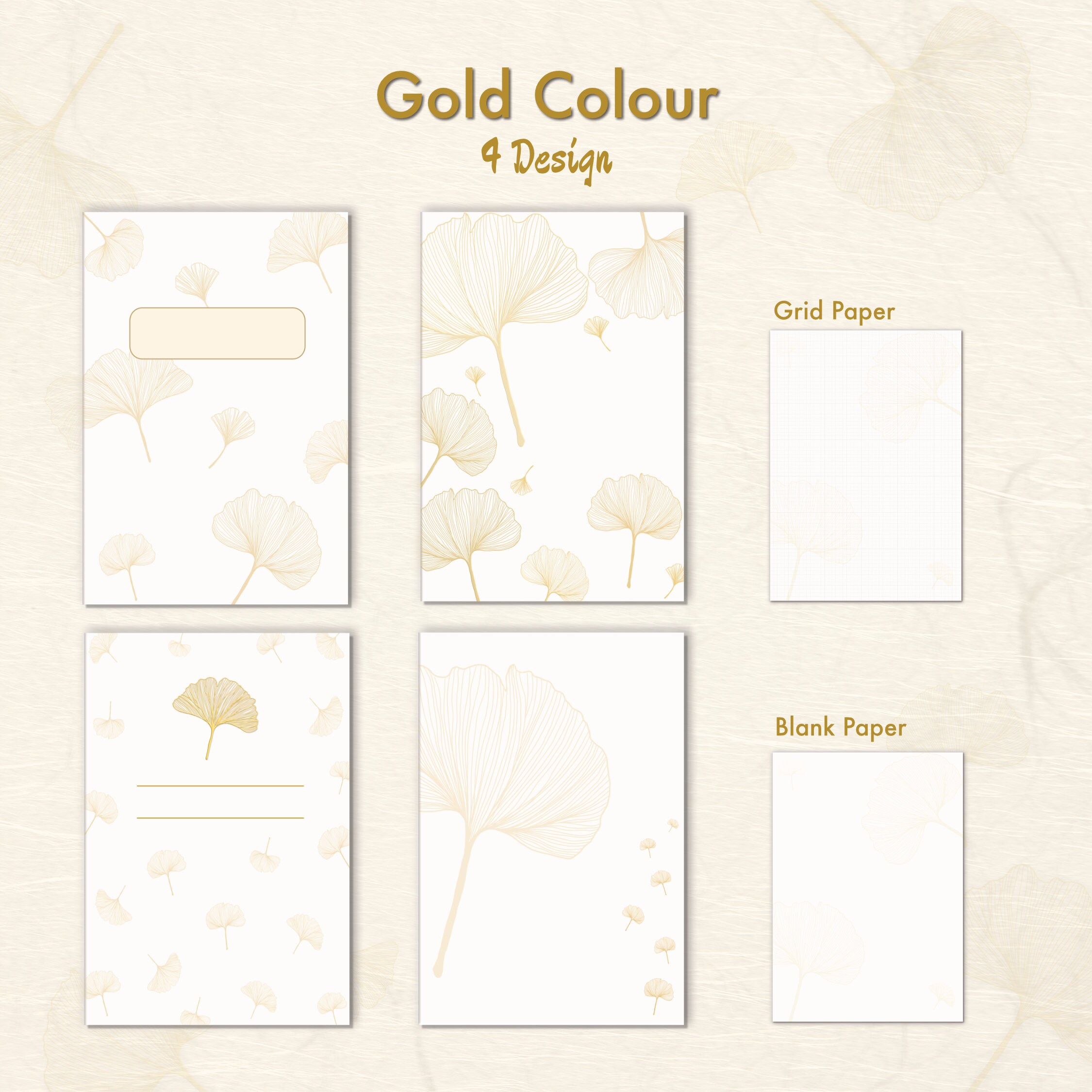 20 Digital Book Covers + 10 Paper Templates | Elegant Gingko Leaves ...