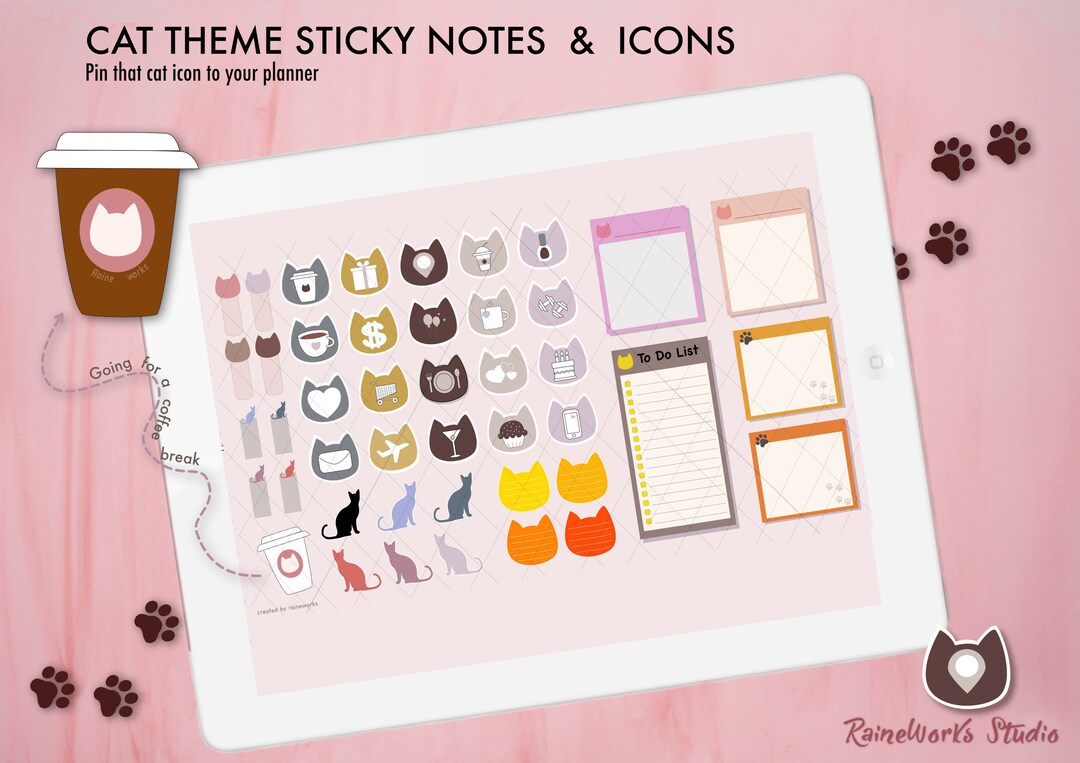 Digital Cats Stickers | Printable as Stickers | Notebook Stickers ...