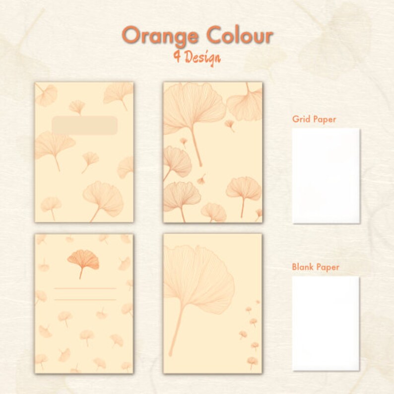 20 Digital Book Covers + 10 Paper Templates | Elegant Gingko Leaves ...