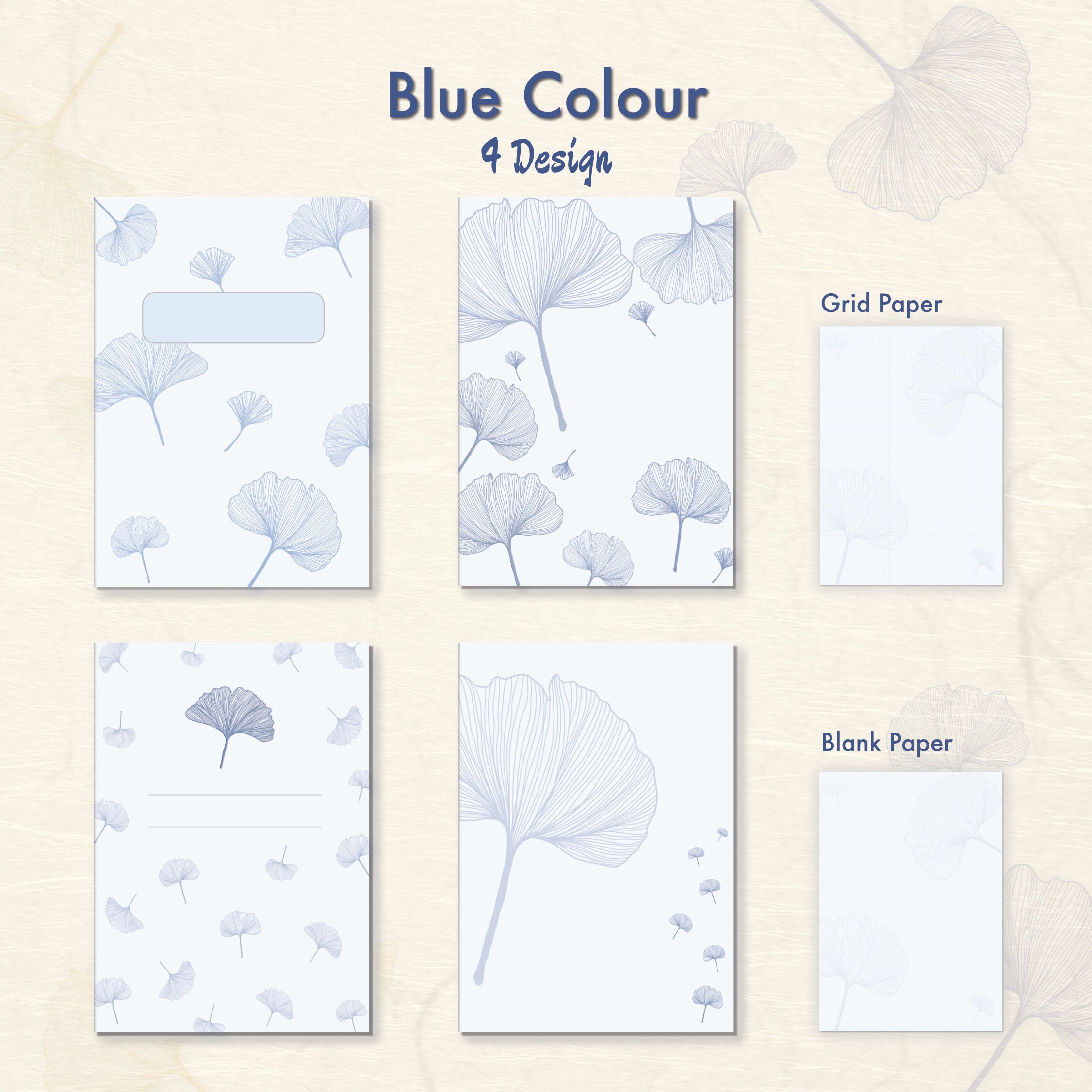 20 Digital Book Covers + 10 Paper Templates | Elegant Gingko Leaves ...