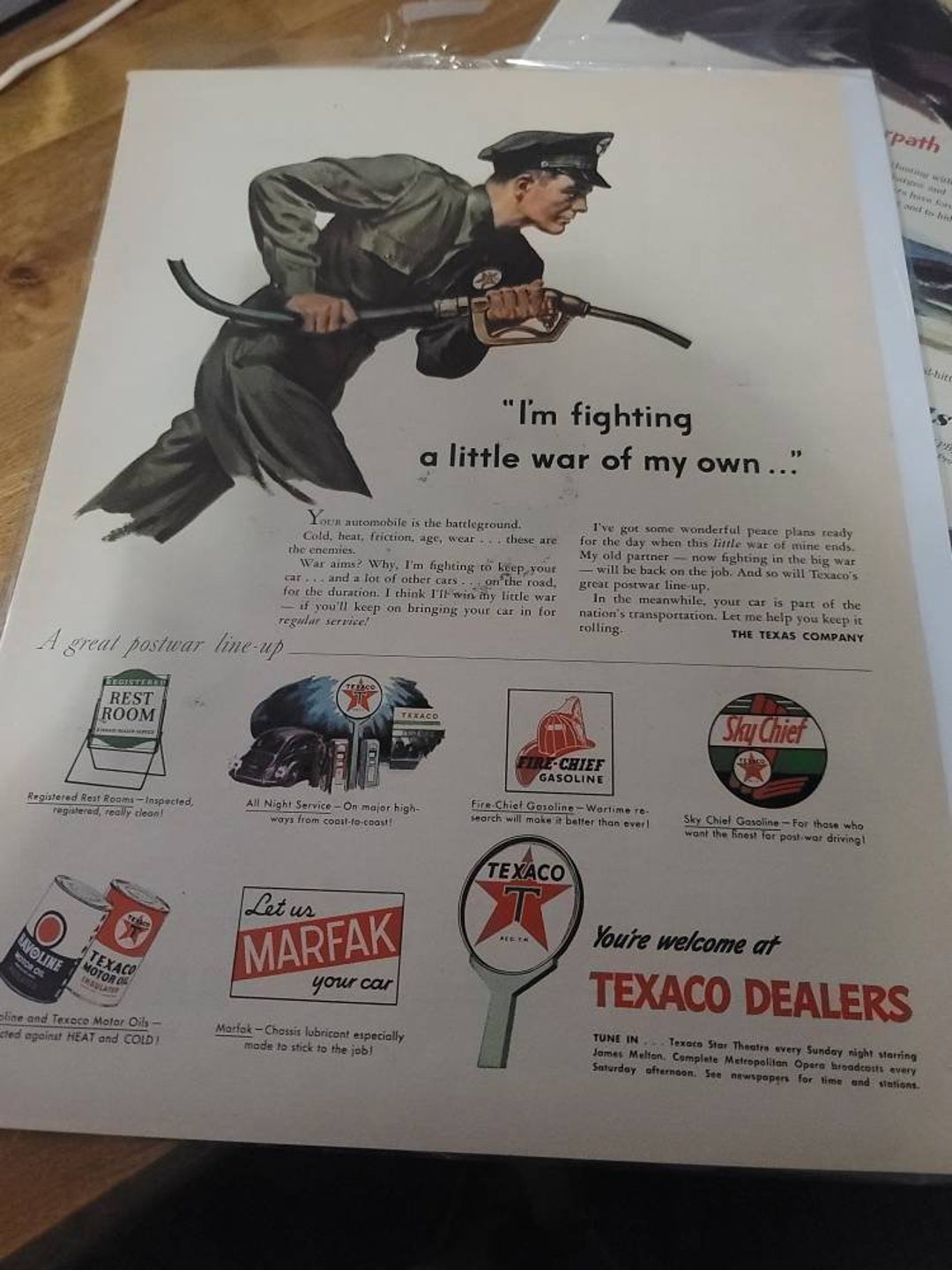 2 Sided Magazine Advertisement WW2 Texaco and Armour Ham - Etsy