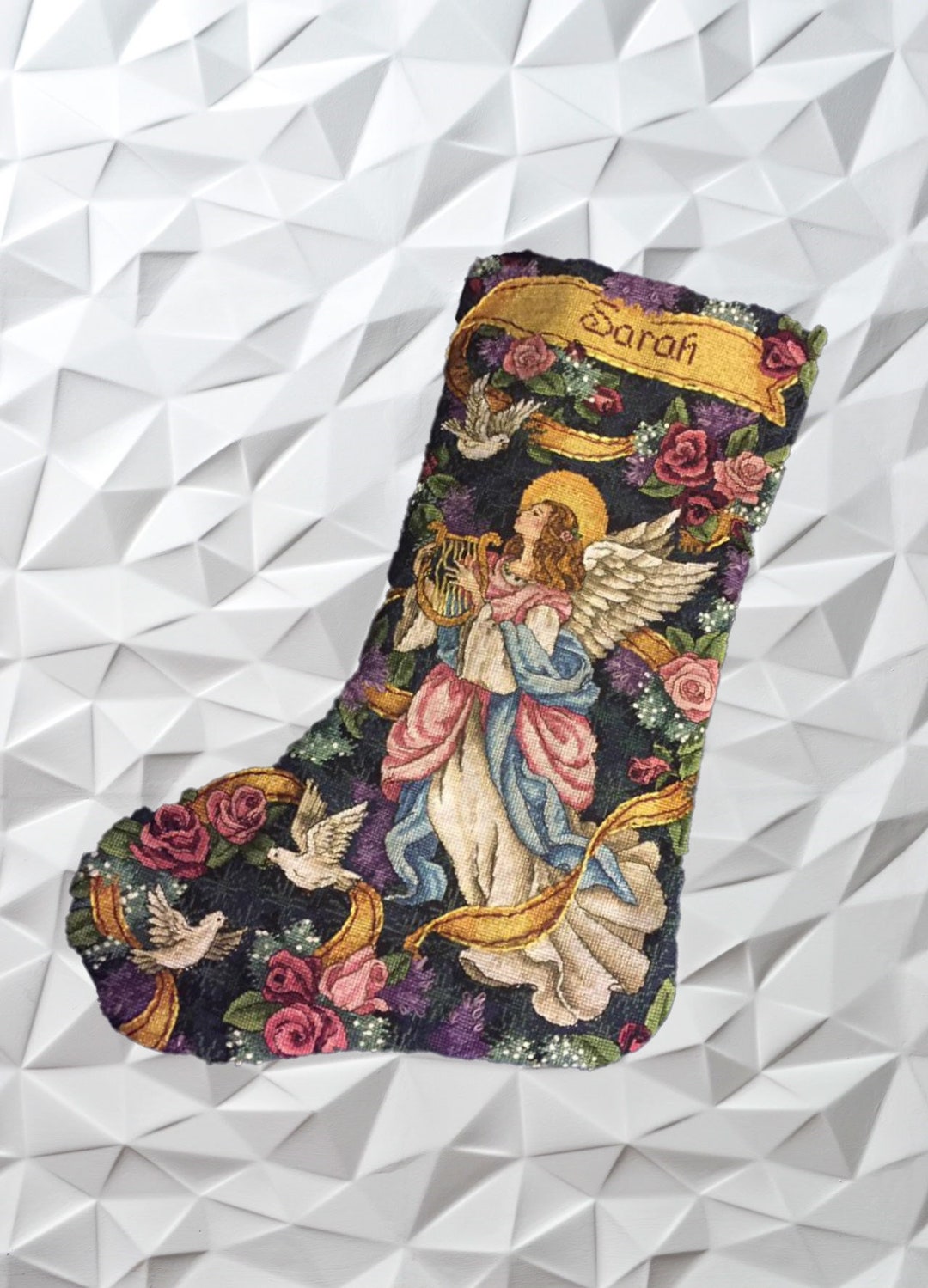 Glad Tidings Angel Christmas Stocking Cross Stitch Pattern PDF Xmas ...