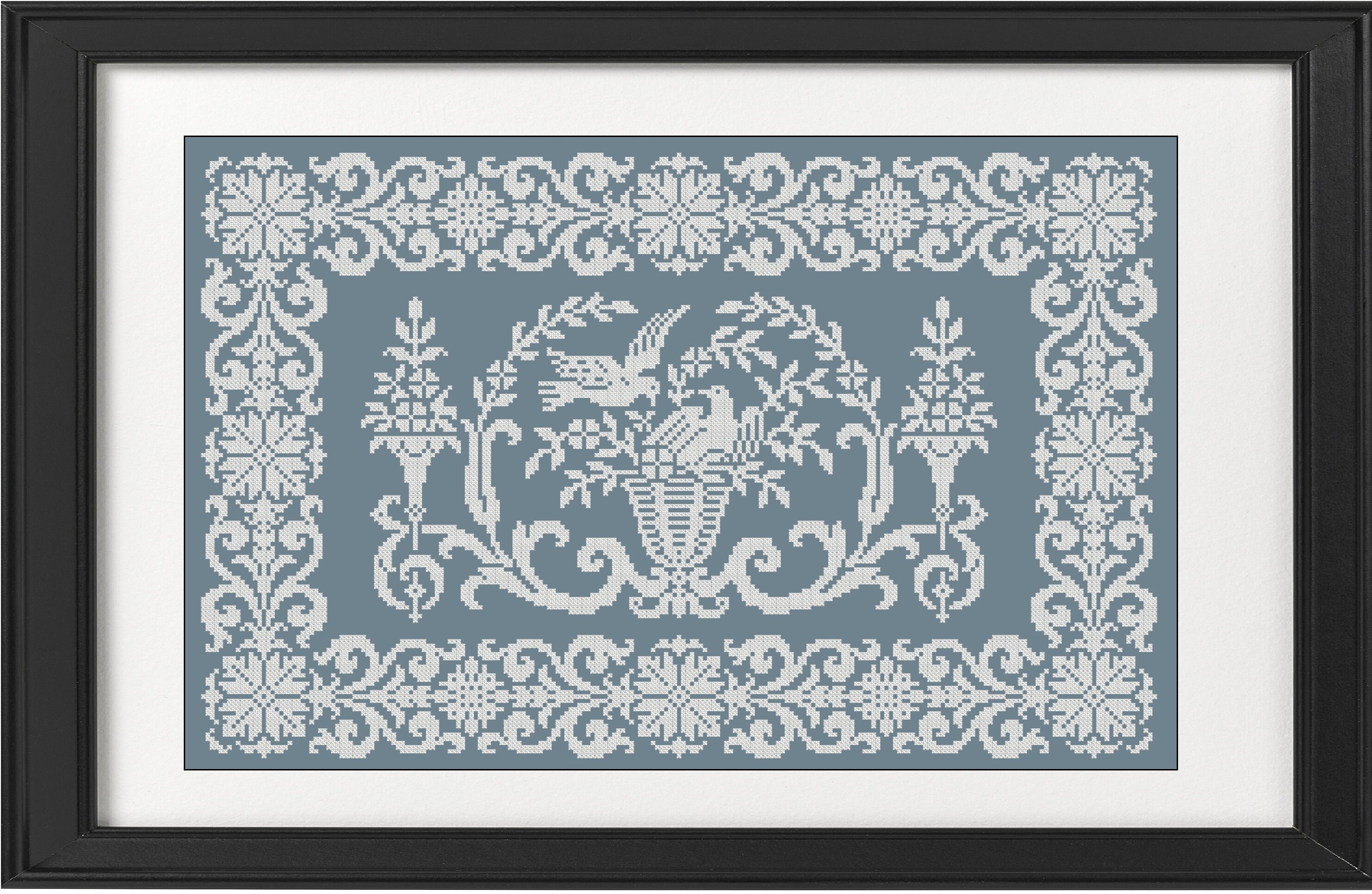 Sampler Quaker Bird Spring Cross Stitch Pattern PDF, Primitive Wall ...