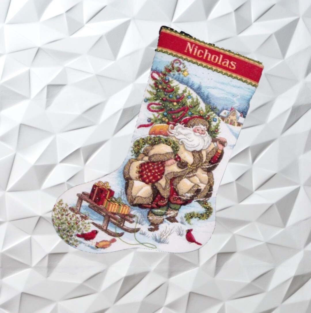 Santa Journey Stocking Christmas Cross Stitch Pattern PDF, Xmas Pattern ...