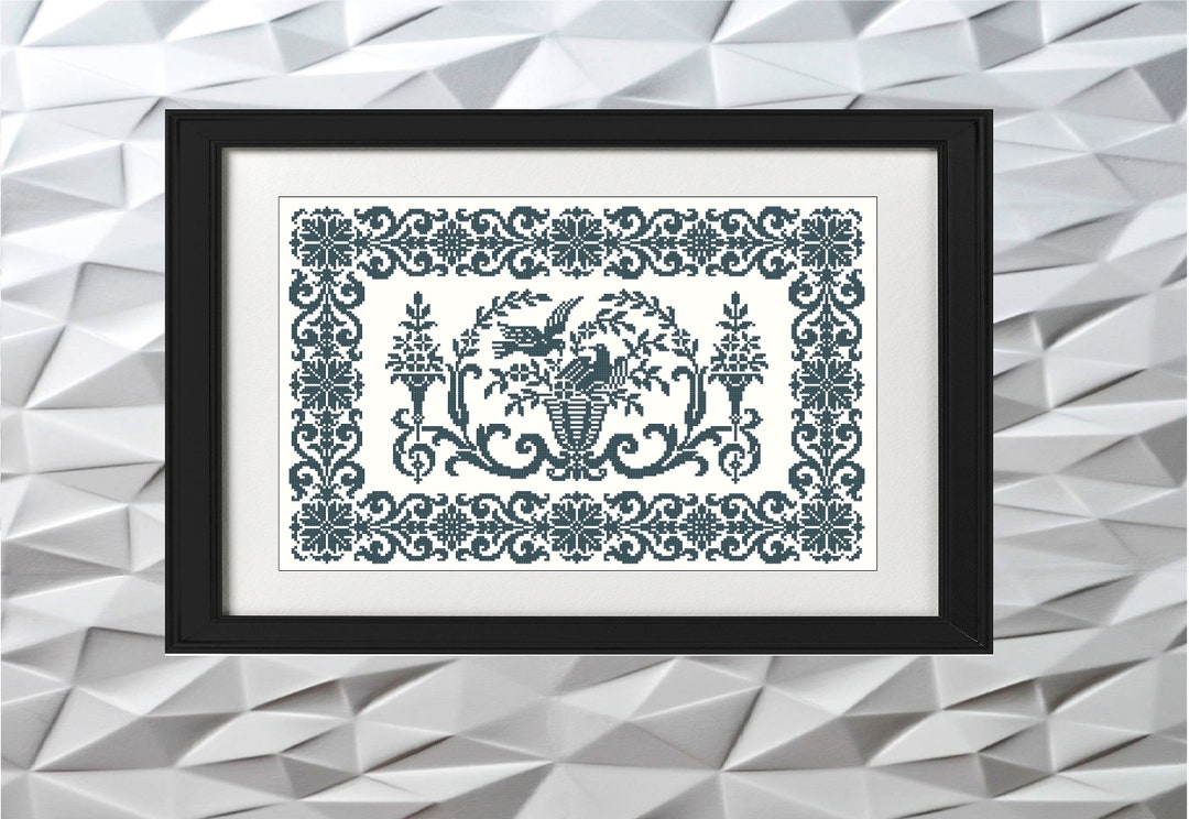 Sampler Quaker Bird Spring Cross Stitch Pattern PDF, Primitive Wall ...