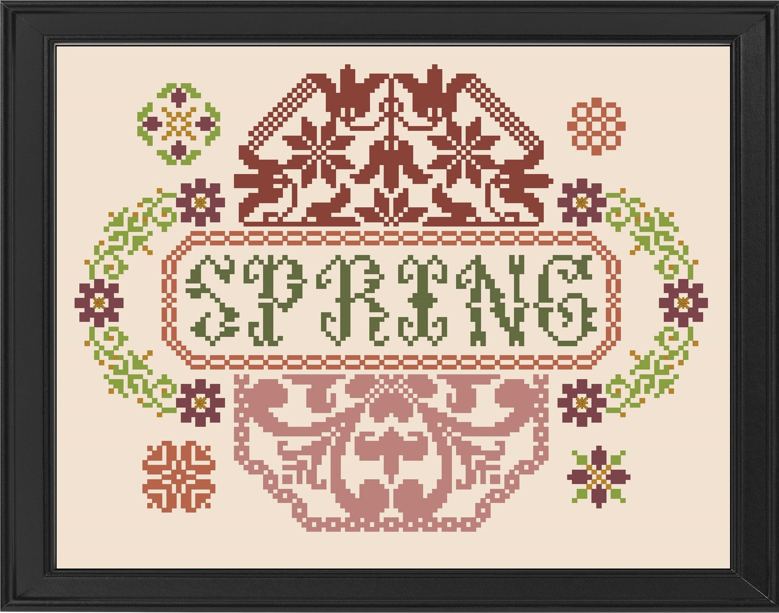 Sampler Quaker Spring Cross Stitch Pattern PDF Primitive Wall - Etsy