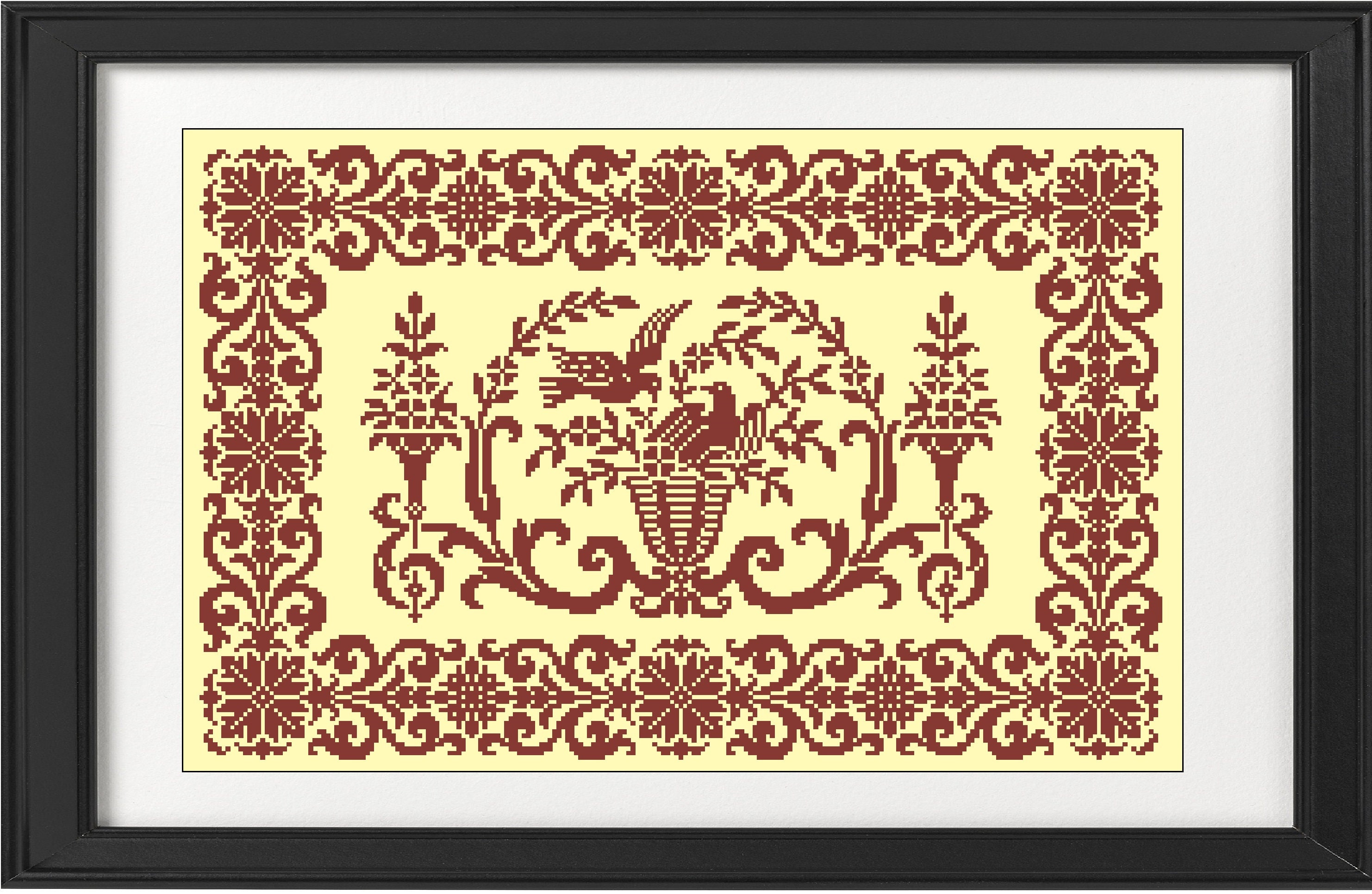 Sampler Quaker Bird Spring Cross Stitch Pattern PDF, Primitive Wall ...