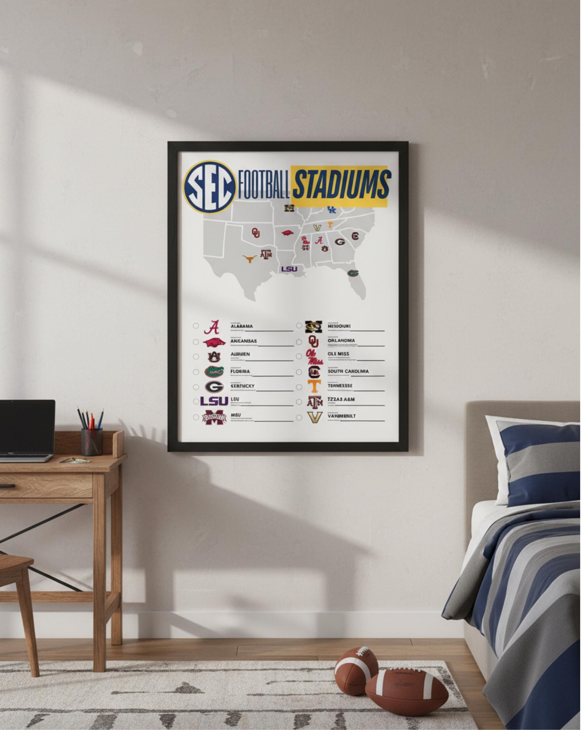 SEC Football Stadium Map - Etsy