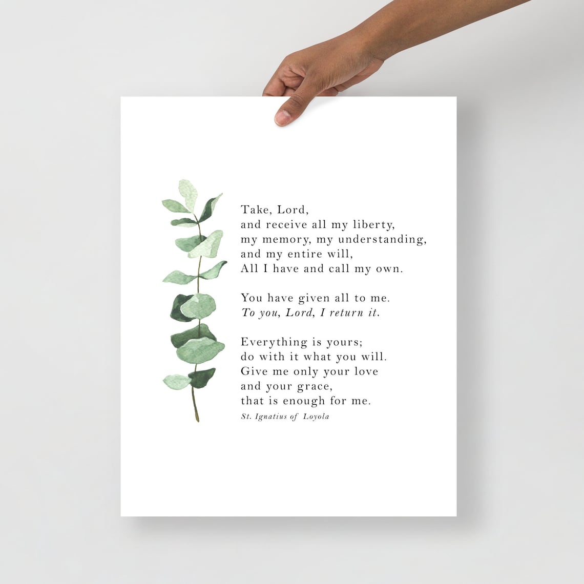 Take Lord, Receive Prayer Suscipe Print Catholic Prayer Print Catholic ...