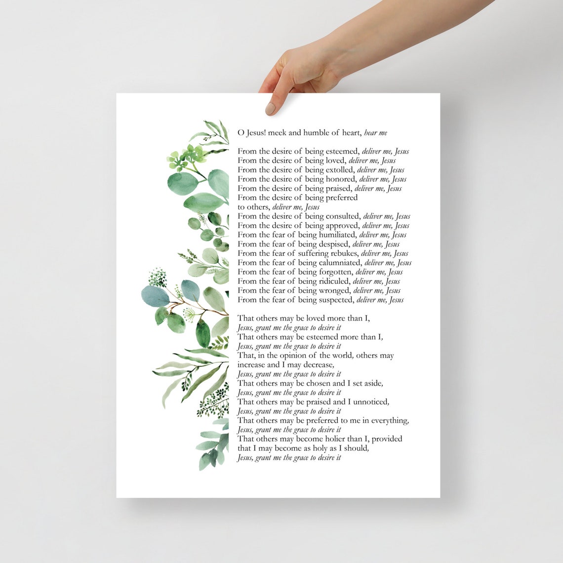 Litany of Humility Print- Catholic Prayer Print - Catholic Home Print ...