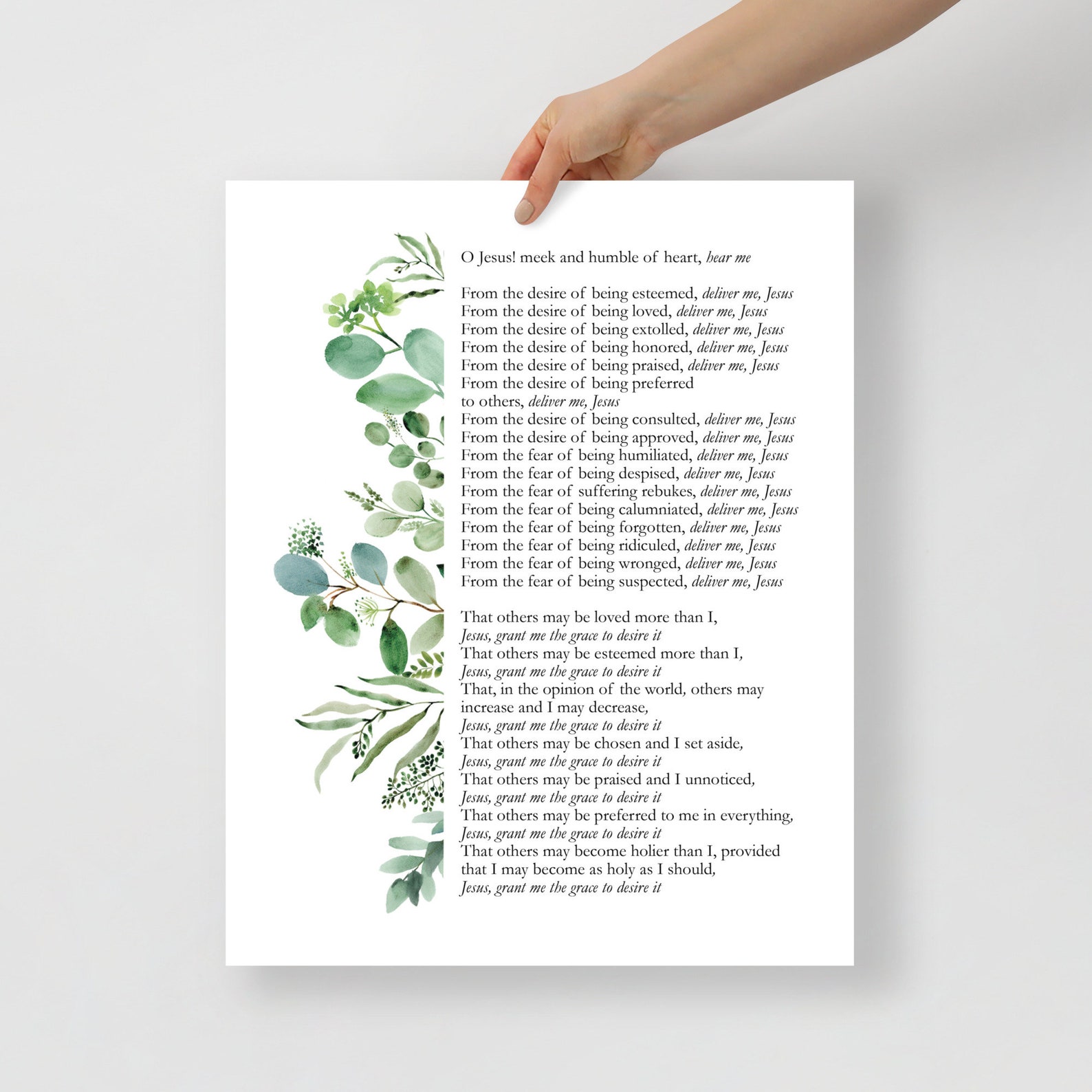 Litany of Humility Print- Catholic Prayer Print - Catholic Home Print ...