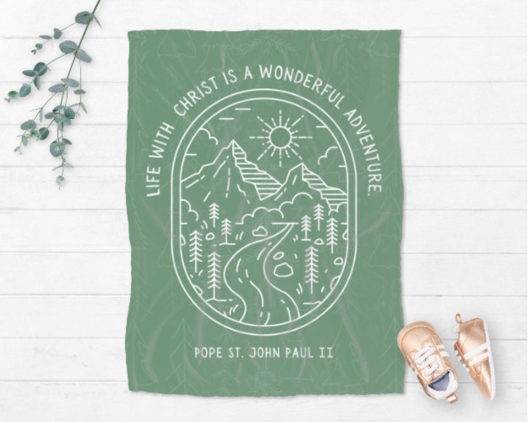 Catholic Blanket, Baptism Gift, Life With Christ Baby Blanket, Catholic ...