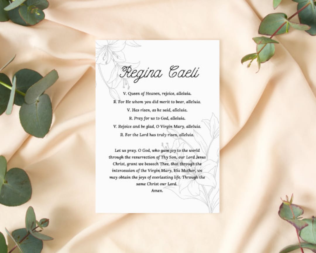 DOWNALOAD Regina Caeli Prayer, Prayer Download, Catholic Print ...